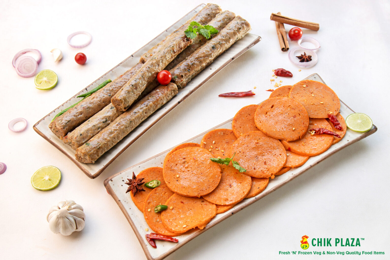 Chicken Peri peri Salami 1kg plus Chicken Regular Seekh kebab 1kg Combo ...